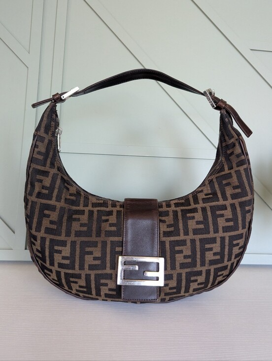 Fendi | Bags | Fendi Zucca Mama Halfmoon Baguette Croissant Bag | Poshmark